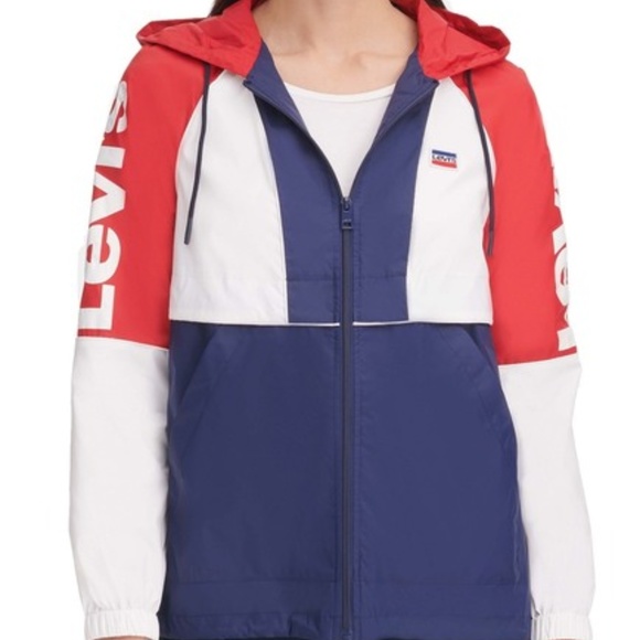 Levi's | Jackets & Coats | Levis Color Block Navy White Hooded ...